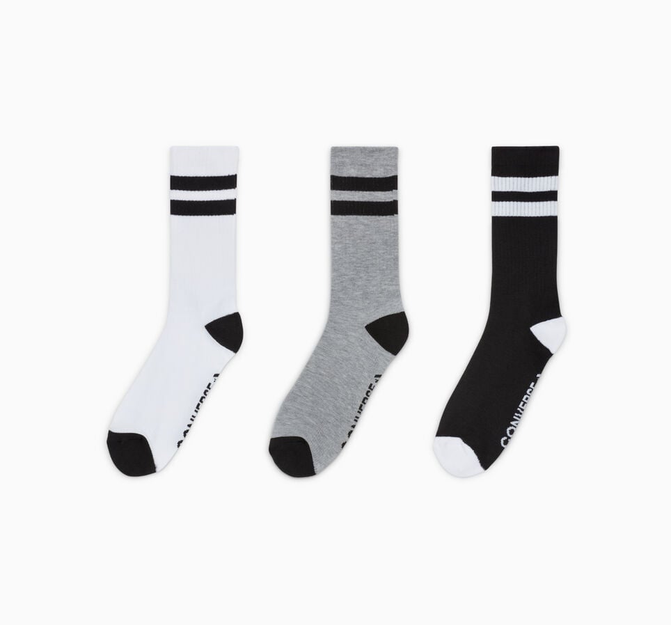 3-Pack Double Stripe Crew Socks Women's Socks. Converse.com