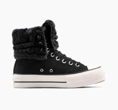 Chuck Taylor All Star Fold-Over Lift Platform XHi Faux Fur Women's High ...