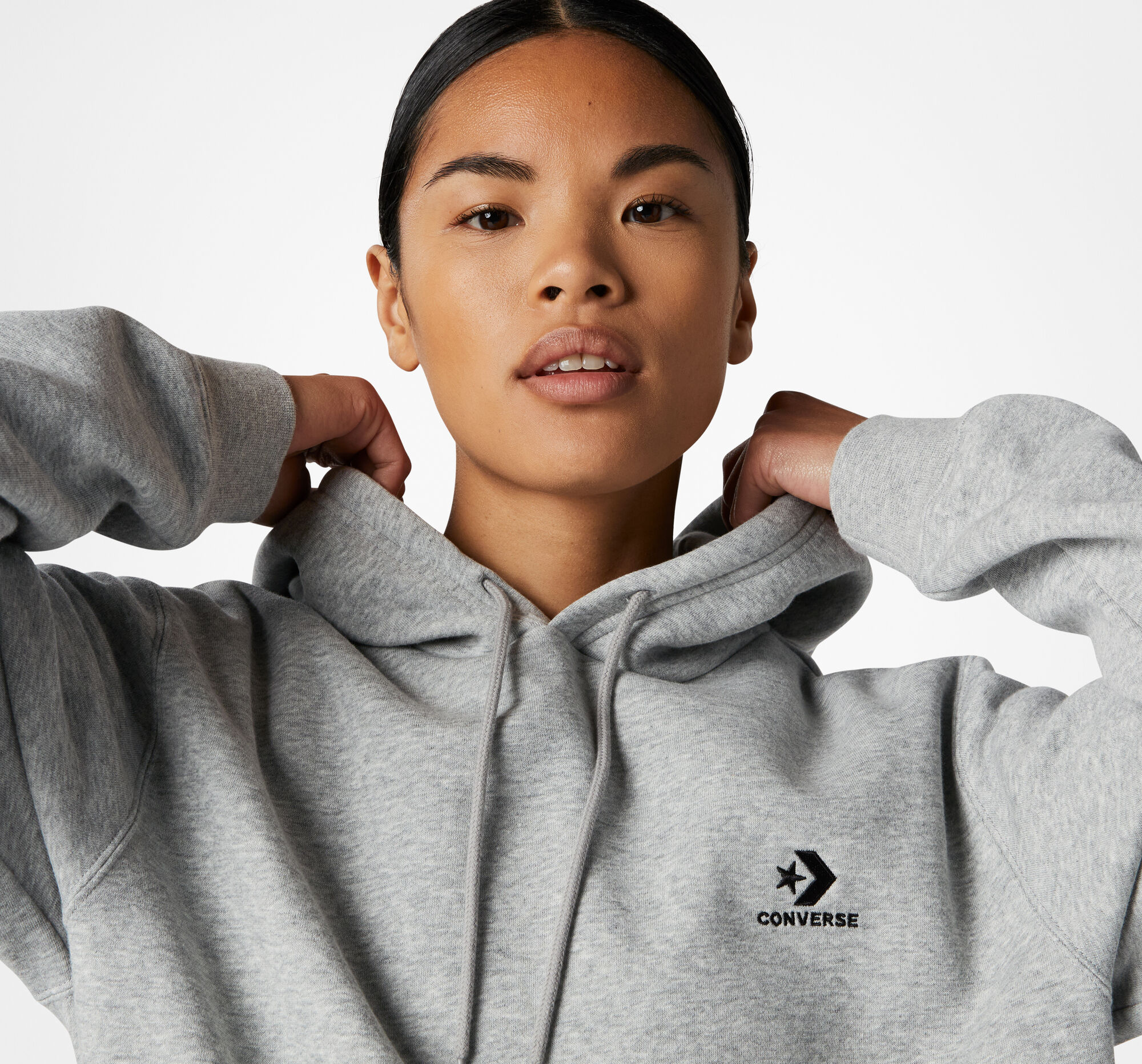 Converse Go-To Embroidered Star Chevron Standard-Fit Fleece Hoodie ...