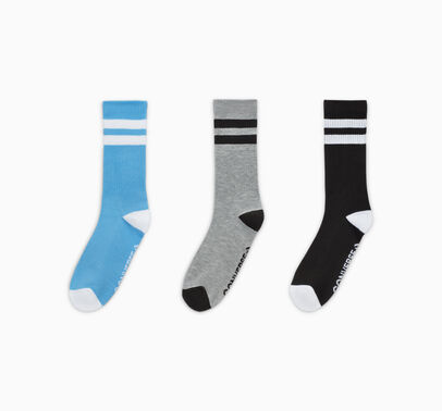 3-Pack Double Stripe Crew Socks