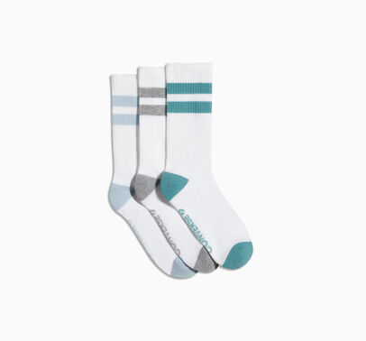 3-Pack Double Stripe Crew Socks
