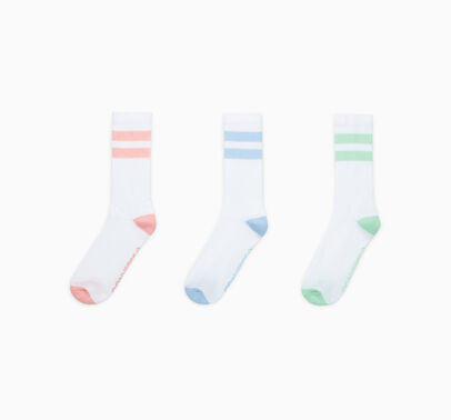 3-Pack Classic Double Stripe Crew Socks