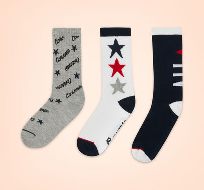 3-Pack Script Star Crew Socks Big Kids Socks. Converse.com