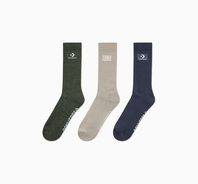 3-Pack Stacked Patch Crew Socks Men's Socks. Converse.com