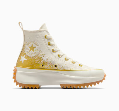 Run Star Hike Platform Gold & Embroidered Stars Women's High Top Shoe ...