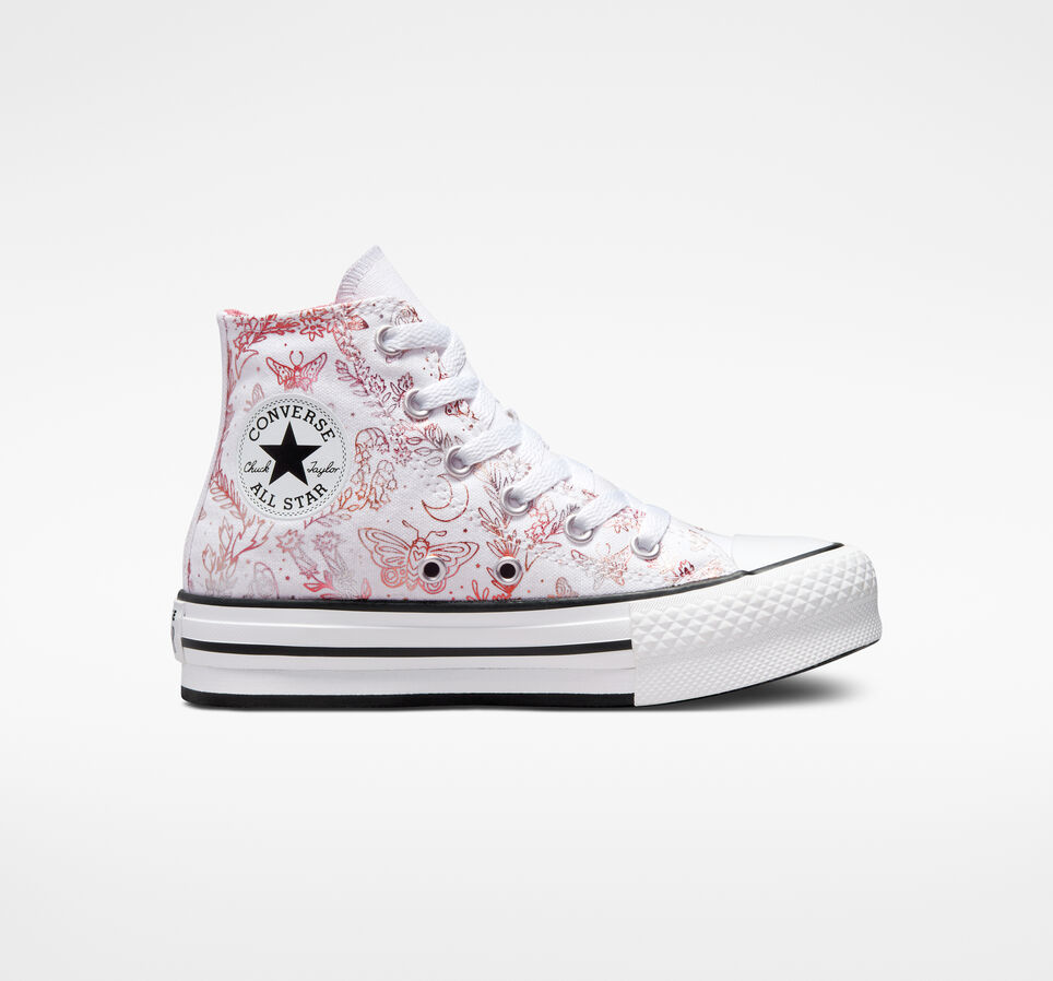 Chuck Taylor All Star EVA Lift Platform Butterfly Shine Little Kids ...