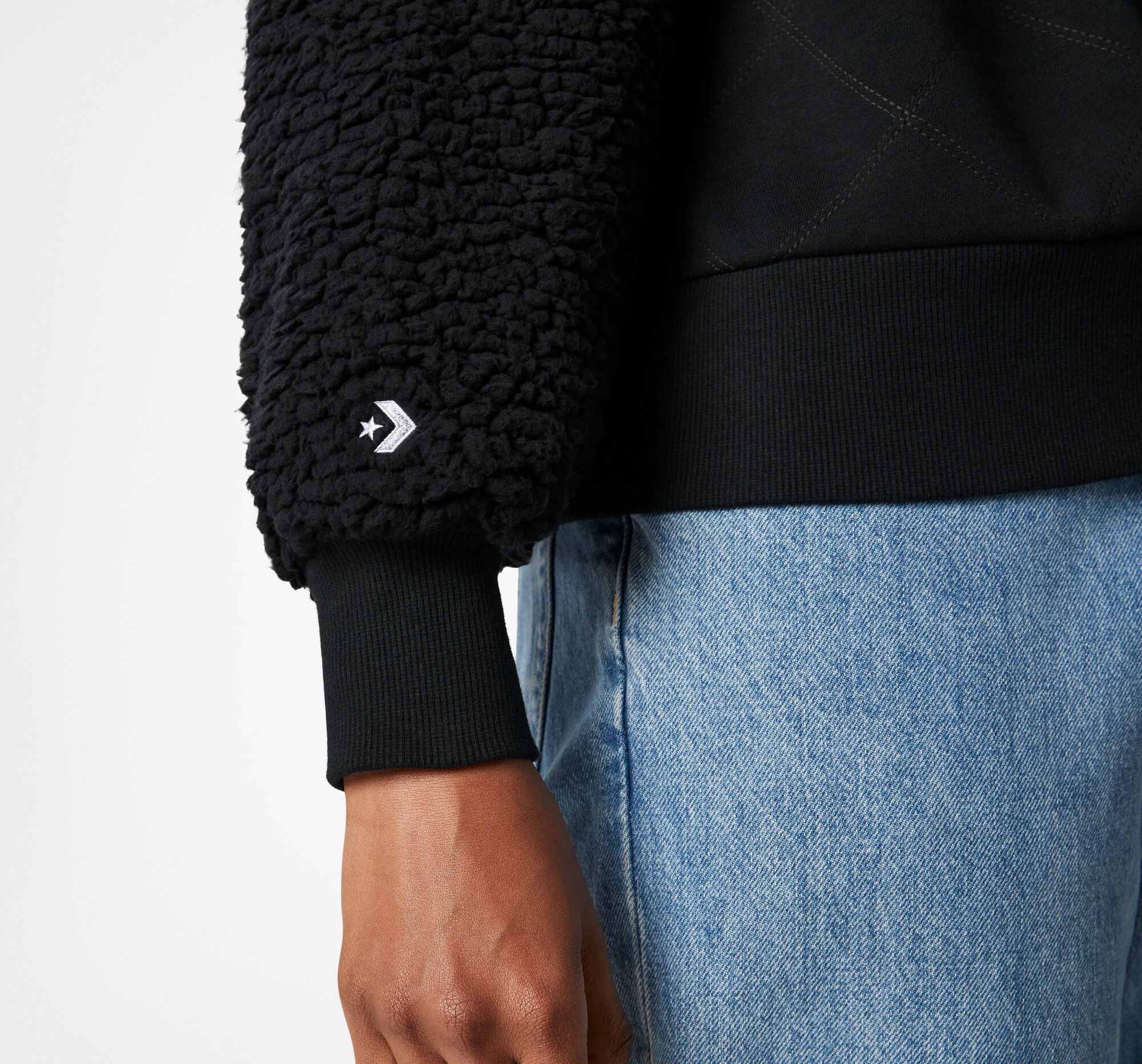 Quilted Sherpa Crew Neck Pullover Women's Sweatshirt. Converse.com