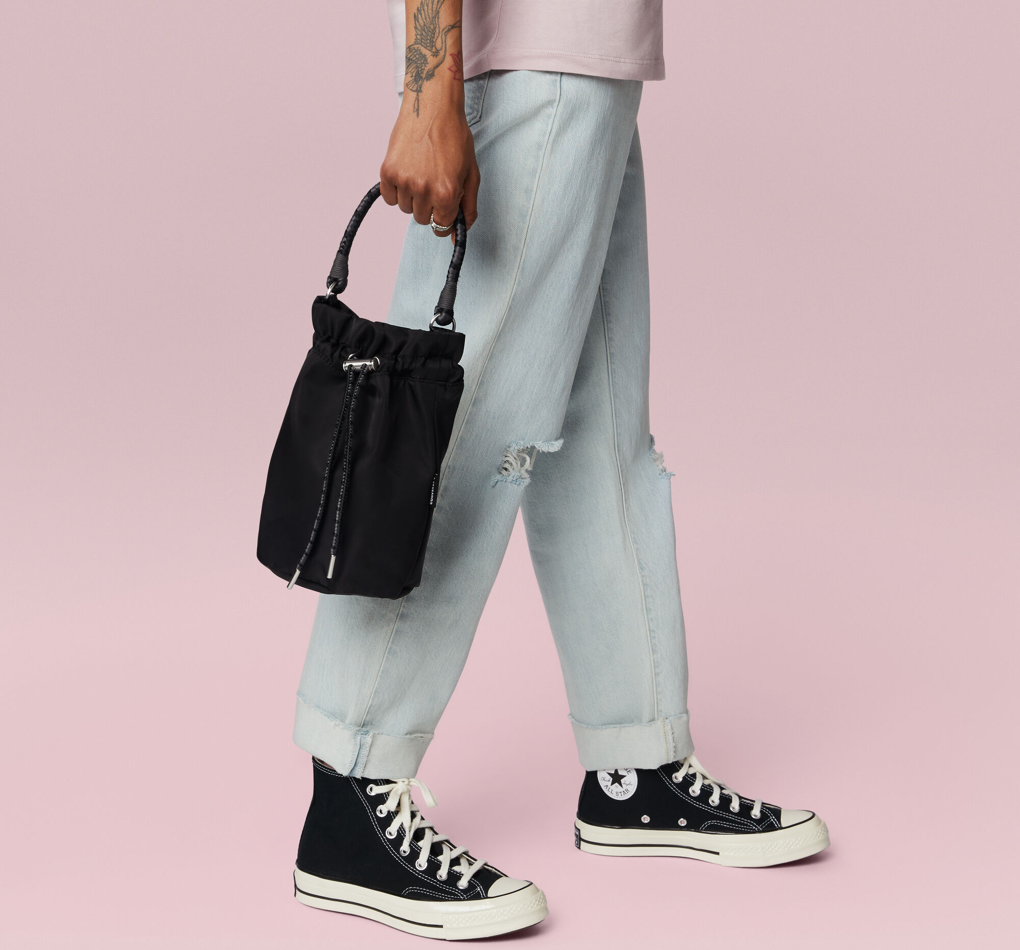 Satin Mini Bucket Bag