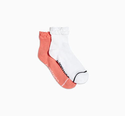 2-Pack Ruffled Quarter Socks Women's