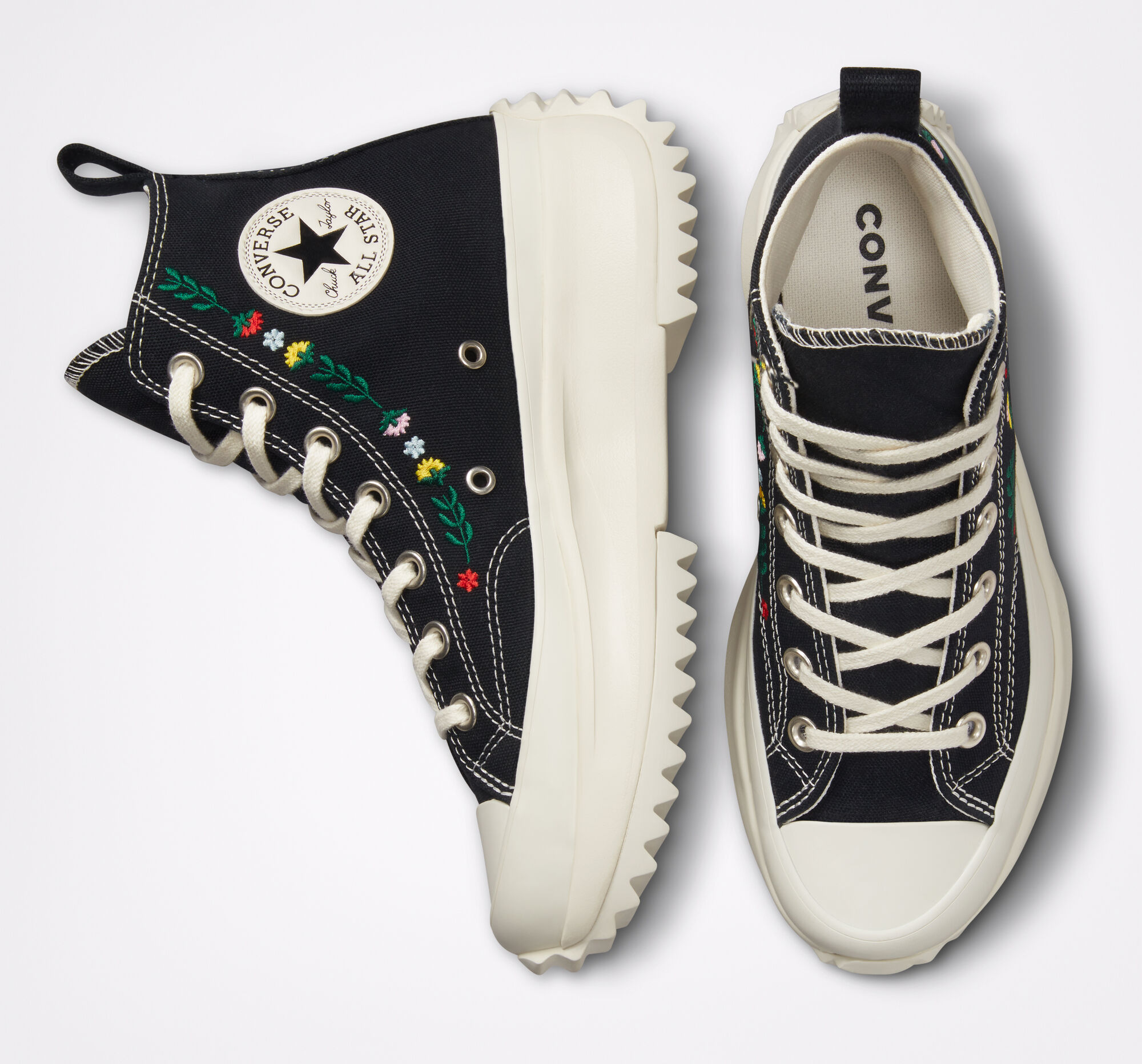 Run Star Hike Platform Floral Embroidery Unisex High-Top Shoe. Converse.com