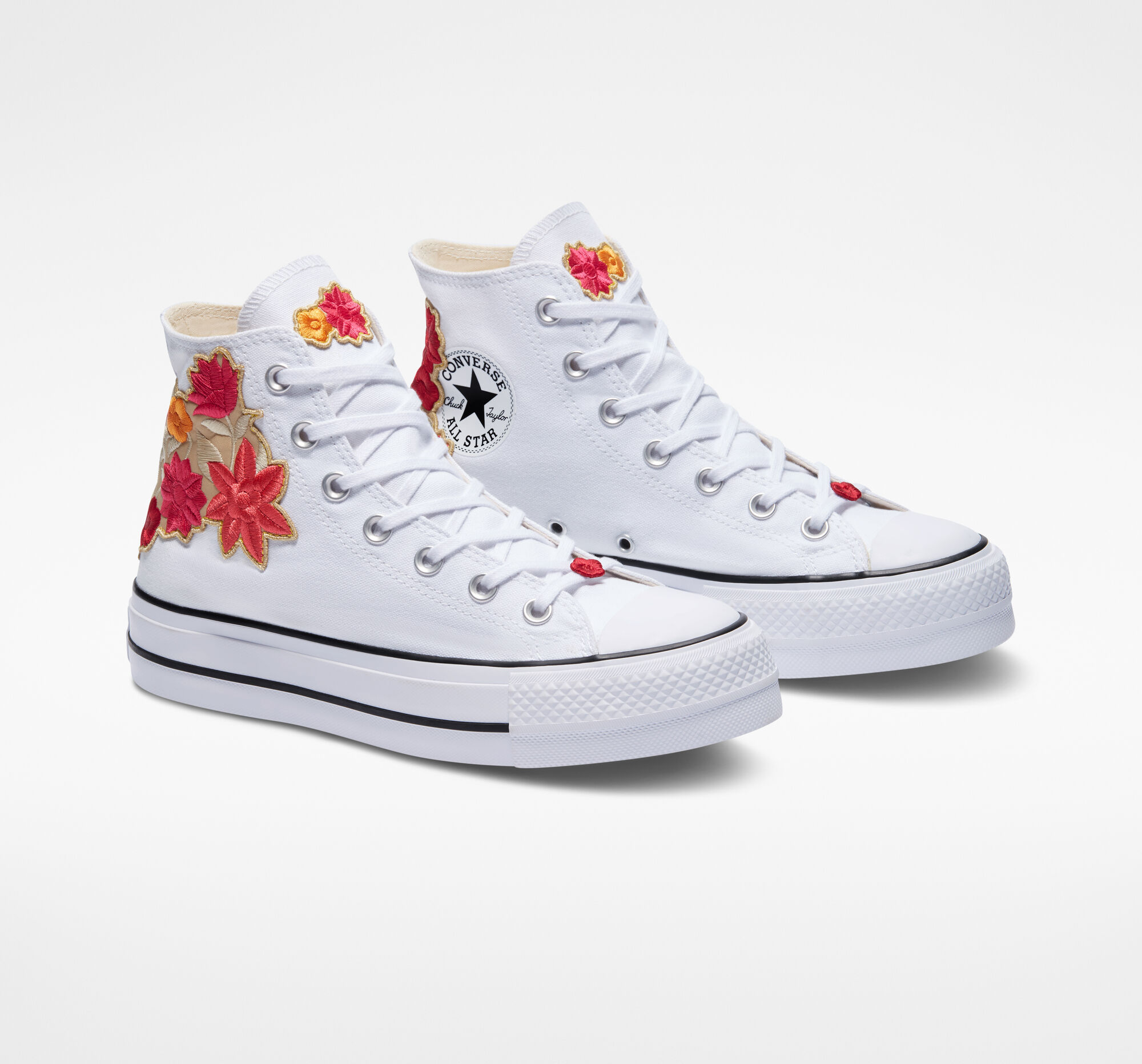 Chuck Taylor All Star Lift Platform Embroidered Flowers Women's High ...