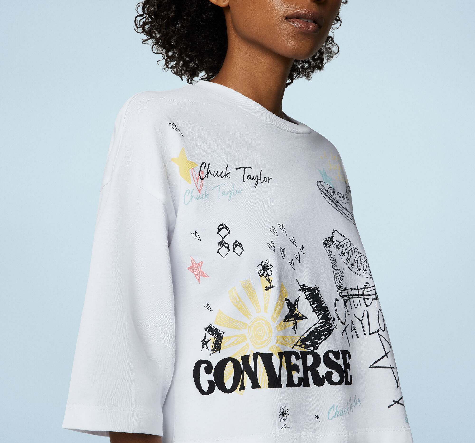 Notebook Doodle Oversized Cropped T-Shirt Womens . Converse.com